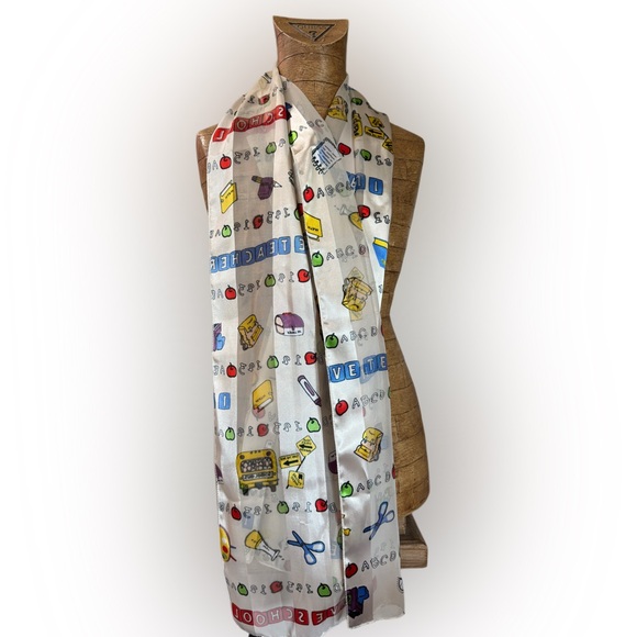 Accessories | Colorful School Bus Teacher Alphabet Print Scarf | Poshmark